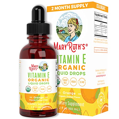 MaryRuth’s USDA Organic Vitamin E Liquid Drops | 2 Month Supply | Immune Support, Bone & Joint Health, Cognitive Health for Adults & Kids | Sugar Free | Vegan | Non-GMO | Gluten Free | 2oz