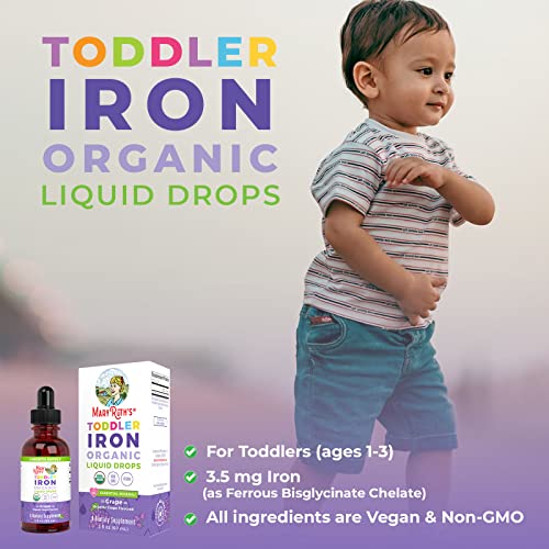 Kids Multivitamin Gummies & Liquid Iron for Children Ages 1-3 Bundle by MaryRuth | Made with Organic Ingredients | Immune Support | Iron Supplement for Toddlers | Vegan | Non-GMO | Gluten Free.