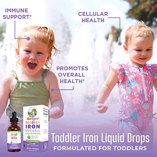 Kids Multivitamin Gummies & Liquid Iron for Children Ages 1-3 Bundle by MaryRuth | Made with Organic Ingredients | Immune Support | Iron Supplement for Toddlers | Vegan | Non-GMO | Gluten Free.