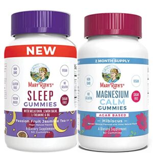 melatonin gummies & magnesium citrate gummies bundle by maryruth’s | relaxation & sleep support | stress relief, bone, nerve, gut health| magnesium supplement | l theanine, lemon balm, and vitamin b6