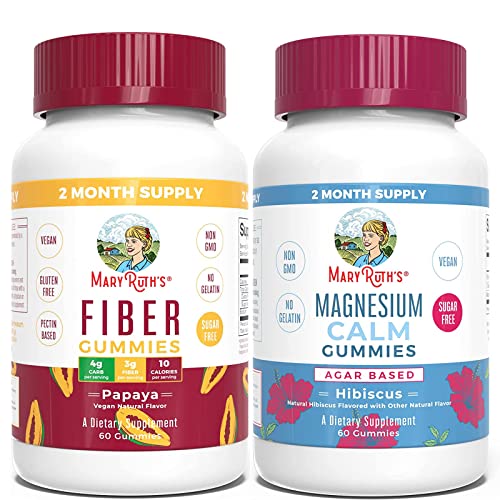 Fiber Gummies for Adults & Magnesium Citrate Gummies Bundle by MaryRuth's | Fiber Supplement with Prebiotics | Gut Health & Digestion Support | Magnesium Supplement | Stress Relief, Bone, Nerve.