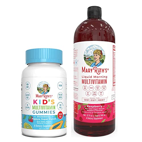 Kids Multivitamin Gummies & Liquid Morning Multivitamin Bundle by MaryRuth's | Immune Support | Vitamin A, B, C, D3, E & Amino Acids | Vitamins for Digestion, Focus & Energy Support.