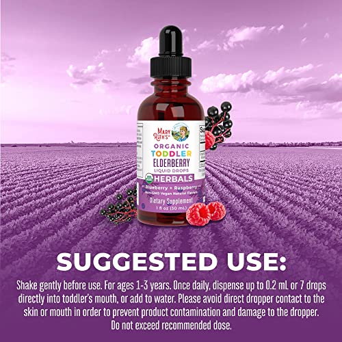 Toddler Multivitamin Gummies & USDA Organic Elderberry Liquid Drops for Toddlers Bundle by MaryRuth's | Vitamin C, D3, Zinc | Overall Health | Vegan | Non-GMO | Gluten Free