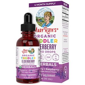 Toddler Multivitamin Gummies & USDA Organic Elderberry Liquid Drops for Toddlers Bundle by MaryRuth's | Vitamin C, D3, Zinc | Overall Health | Vegan | Non-GMO | Gluten Free