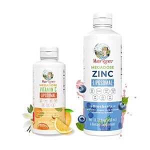 vitamin c & zinc immunity liposomal bundle by maryruth’s | megadose vitamin c liposomal 500mg, 7.6oz | megadose zinc liposomal 18mg, 15.22oz | vegan, non-gmo