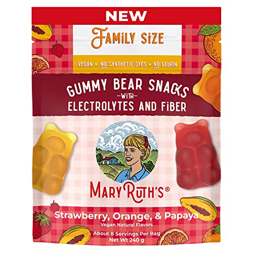 MaryRuth's Gummy Bears Snacks | Delicious Gummies with Electrolytes and Fiber | Gummy Candy Made with Organic Cane Sugar | Variety Pack | Vegan | Gluten Free | Non-GMO | Family Size | 240g