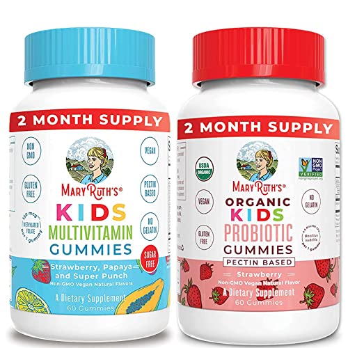 Kids Multivitamin Gummies & Kids Probiotic USDA Organic Gummies Bundle by MaryRuth's | Kids Immune Support | Kids Digestive & Gut Health Supplement