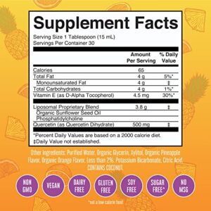 Quercetin | Sugar Free | Liquid Quercetin 500mg Immune Support for Adults | Inflammation Support Supplement | Immune Defense | Cellular Health | Vegan | Non-GMO | Gluten Free | 15.22 Fl Oz