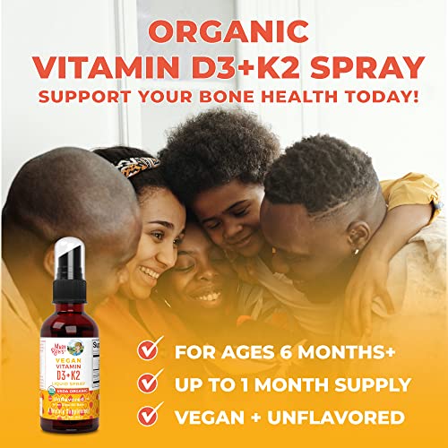 Vitamin D3 | Vitamin K2 | Vitamin D3 K2 Spray | K2 D3 Vitamin Liquid Supplement for Adults & Kids | Supplement for Calcium Absorption Strong Bones | Vegan | Non-GMO | Gluten Free | 1 Fl Oz