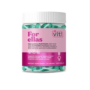 ohmyvit! for ellas womens multivitamin unigel – 60pcs softgels multi vitamins supplements for women – 15 vitamins and minerals support hormonal balance, bone health