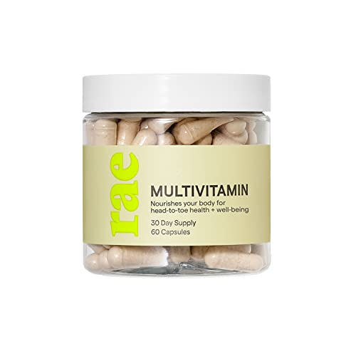 Rae Wellness Multivitamin - Full-Body Support with Essential Nutrients Like Vitamin A, C, D, Biotin, Zinc and More - Vegan, Non-GMO, Gluten-Free - 60 Caps (30 Servings)