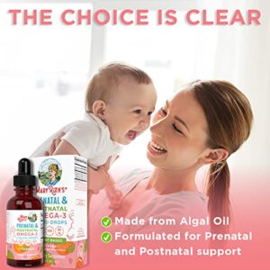 Prenatal & Postnatal Omega-3 Liquid Drops by MaryRuth's | 800mg DHA & 8mg of EPA Per Serving | Cognitive Support, Overall Wellness for Mom & Baby | 2oz