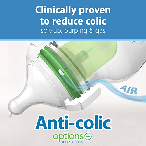 Dr. Brown’s Natural Flow® Anti-Colic Options+™ Wide-Neck Baby Bottles 5 oz/150 mL, with Level 1 Slow Flow Nipple, 4 Pack, 0m+