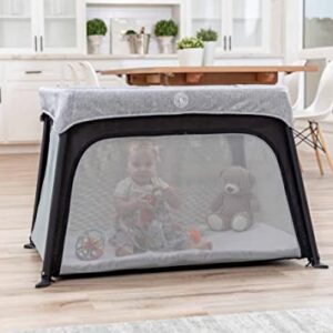 Lumiere，All-in-One Lightweight Travel Crib and Bassinet for Baby and Toddler，Portable Play Yard for Baby for Better, Safer Sleeping，w/Ventilated Mattress，Oeko-TEX Waterproof Cover & 1 Fitted Sheet