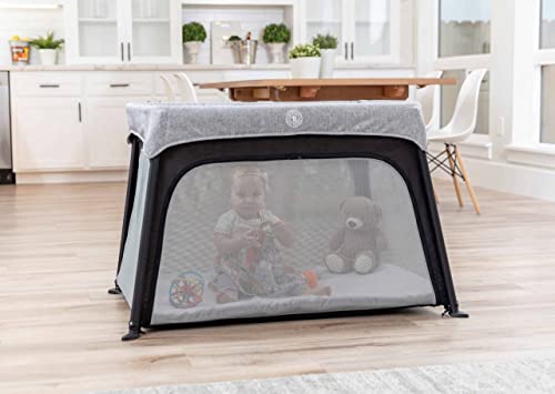 Lumiere，All-in-One Lightweight Travel Crib and Bassinet for Baby and Toddler，Portable Play Yard for Baby for Better, Safer Sleeping，w/Ventilated Mattress，Oeko-TEX Waterproof Cover & 1 Fitted Sheet