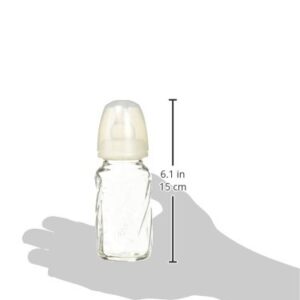 Evenflo Feeding Glass Premium Proflo Vented Plus Bottles for Baby, Infant and Newborn - Helps Reduce Colic - Clear, 4 Ounce (Pack of 6)