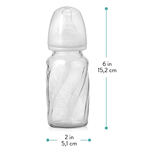 Evenflo Feeding Glass Premium Proflo Vented Plus Bottles for Baby, Infant and Newborn - Helps Reduce Colic - Clear, 4 Ounce (Pack of 6)