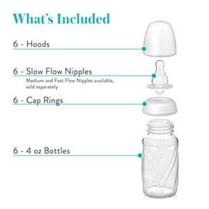 Evenflo Feeding Glass Premium Proflo Vented Plus Bottles for Baby, Infant and Newborn - Helps Reduce Colic - Clear, 4 Ounce (Pack of 6)