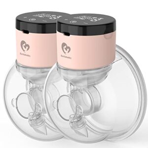 bellababy wearable breast pumps hands free,low noise and pain free,touch screen,4 modes 9 levels of suction,fewer parts to clean.(pink dual 24mm)