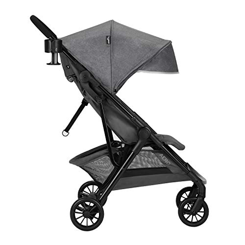 Evenflo Aero Ultra-Lightweight Stroller, Self-Standing Compact Folding Design, 2 Mesh in-Seat Pockets, Large Storage Basket, Flex-Hold Parent Cup-Holder, 50-Pound Capacity, Easy Storage, Dove Gray