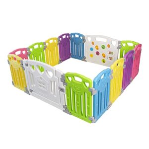 baby playpen kids activity centre safety play yard home indoor outdoor new pen (multicolour, classic set 14 panel)