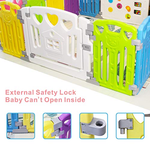 Baby Playpen Kids Activity Centre Safety Play Yard Home Indoor Outdoor New Pen (Multicolour, Classic Set 14 Panel)