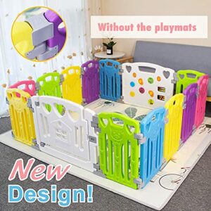 Baby Playpen Kids Activity Centre Safety Play Yard Home Indoor Outdoor New Pen (Multicolour, Classic Set 14 Panel)