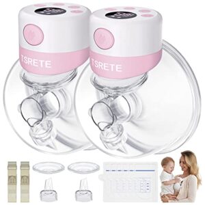 breast pump,double wearable breast pump,electric hands free breast pumps with 2 modes,9 levels,lcd display,memory function rechargeable double milk extractor with massage and pumping mode-24mm flange