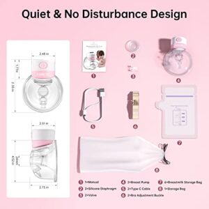 Breast Pump,Double Wearable Breast Pump,Electric Hands Free Breast Pumps with 2 Modes,9 Levels,LCD Display,Memory Function Rechargeable Double Milk Extractor with Massage and Pumping Mode-24mm Flange