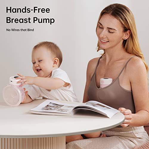 Breast Pump,Double Wearable Breast Pump,Electric Hands Free Breast Pumps with 2 Modes,9 Levels,LCD Display,Memory Function Rechargeable Double Milk Extractor with Massage and Pumping Mode-24mm Flange