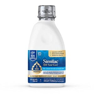 similac 360 total care infant formula with 5 hmo prebiotics, our closest formula to breast milk, non-gmo, baby formula, ready-to-feed 32-fl-oz bottle (case of 6)