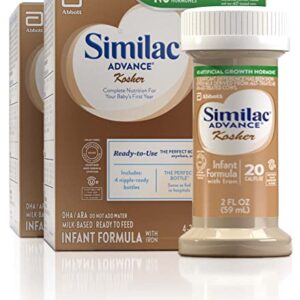 Similac Advance Kosher Infant Formula with Iron, 2 Fl OZ - 4 Bottles (2 Pack = 8 Bottles) Milk Based, Ready To Feed, Resealable Bottle, Cholov Yisroel, (0-12 Months)