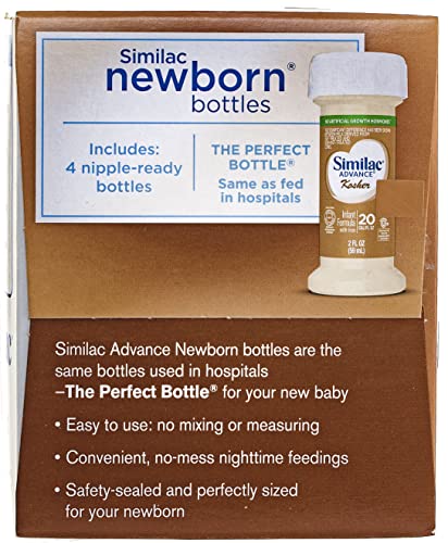 Similac Advance Kosher Infant Formula with Iron, 2 Fl OZ - 4 Bottles (2 Pack = 8 Bottles) Milk Based, Ready To Feed, Resealable Bottle, Cholov Yisroel, (0-12 Months)