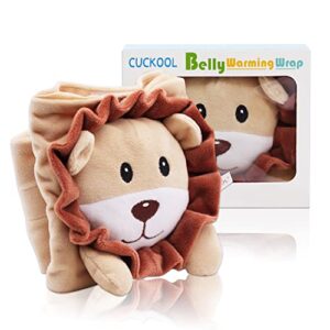 baby colic, gas and upset stomach relief, baby heated tummy wrap, infant swaddling belly belt with soothing warmth (lion)