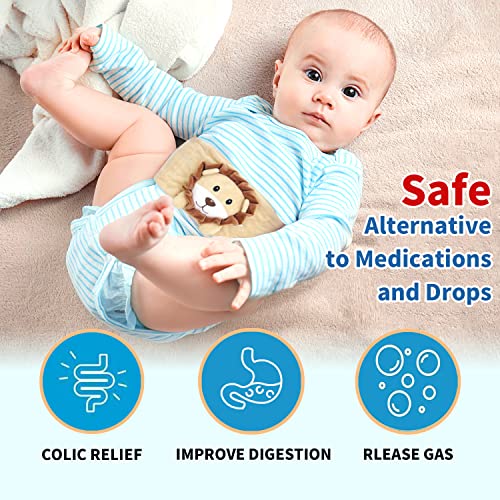 Baby Colic, Gas and Upset Stomach Relief, Baby Heated Tummy Wrap, Infant Swaddling Belly Belt with Soothing Warmth (Lion)