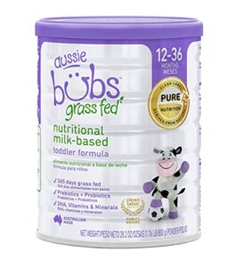 aussie bubs grass fed nutritional milk-based toddler formula, for kids 12-36 months, made with non-gmo organic milk, 28.2 oz