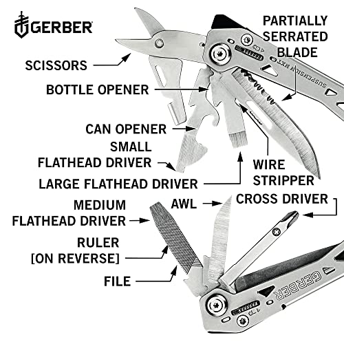 Gerber Gear 30-001364N Suspension-NXT, 15-in-1 Multitool Knife, Needle Nose Pliers Pocket Knife with Pocket Clip, EDC Gear, Steel