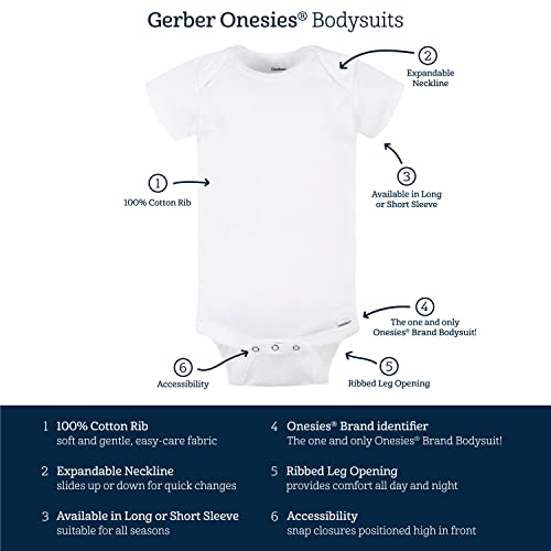 Gerber Baby 8-Pack Short Sleeve Onesies Bodysuits, Clouds, 0-3 Months