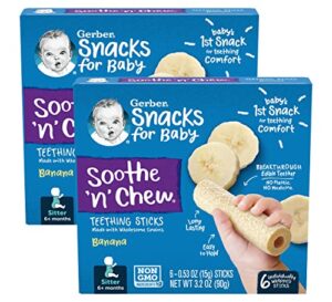 gerber soothe n chew teething sticks, banana, 6 ct