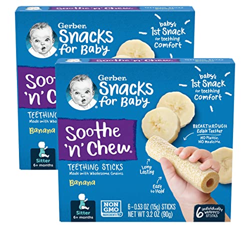 Gerber Soothe n Chew Teething Sticks, Banana, 6 CT