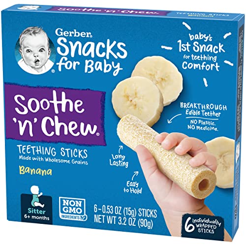 Gerber Soothe n Chew Teething Sticks, Banana, 6 CT