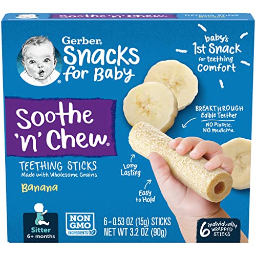 Gerber Soothe n Chew Teething Sticks, Banana, 6 CT