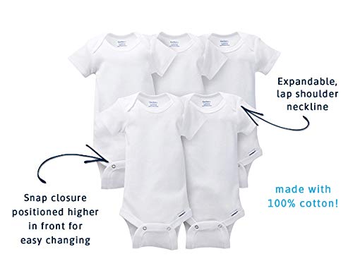 Gerber Baby 8-Pack Short Sleeve Onesies Bodysuits, Solid White, 0-3 Months