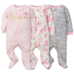 gerberbaby girls3-pack sleep ‘n playpink floralnewborn