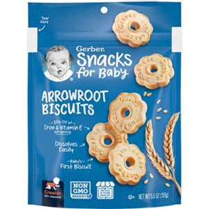 gerber snacks for baby arrowroot biscuits, 5.5 ounce pouch