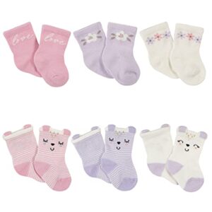 gerber baby 6-pair wiggle proof sock, ballet purple, 0-3 months