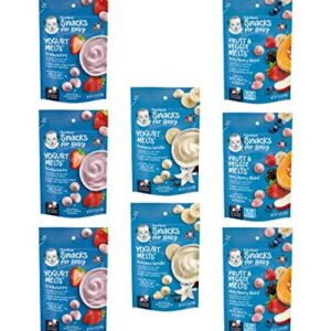 Gerber Snacks for Baby Variety Pack, Yogurt Melts & Fruit & Veggie Melts, 1 Ounce Pouch (Set of 8)