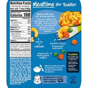 Gerber Mealtime for Toddler Macaroni & Cheese with Side of Seasoned Peas & Carrots, Made with Real Cheddar Cheese & Farm Grown Veggies, 6.6 OZ (Pack of 4)