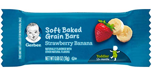 Gerber Soft Baked Grain Bars Variety Pack - 1 Box Apple Cinnamon & 1 Box Strawberry Banana - 8 Individually Wrapped Bars/Box (Pack of 2 Boxes)