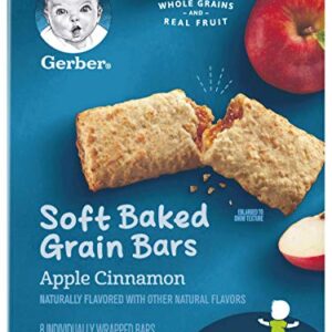 Gerber Soft Baked Grain Bars Variety Pack - 1 Box Apple Cinnamon & 1 Box Strawberry Banana - 8 Individually Wrapped Bars/Box (Pack of 2 Boxes)